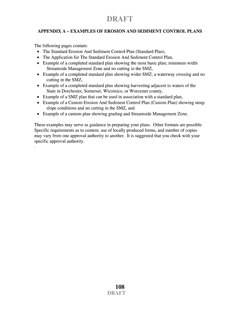 Fillable Online EXAMPLES OF EROSION AND SEDIMENT CONTROL PLANS The Fax ...