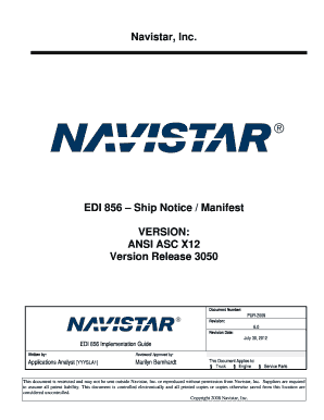 Fillable Online Navistar Inc EDI 856 Ship Notice Manifest VERSION ...