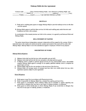 Fillable Online Makeup Mafia Service Agreement Fax Email Print - pdfFiller