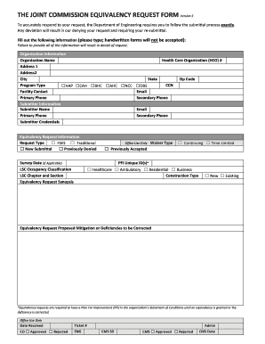 Fillable Online jointcommission THE JOINT COMMISSION EQUIVALENCY ...