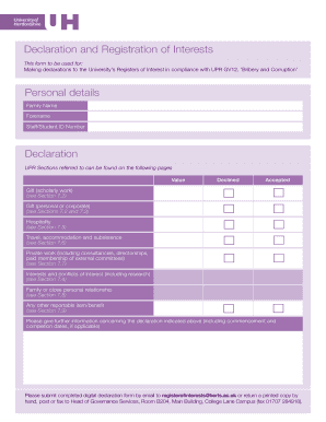 Fillable Online sitem herts ac Declaration and Registration of ...