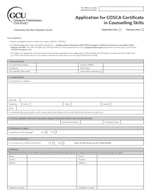 Fillable Online gcu ac BApplicationb Form - Glasgow Caledonian ...