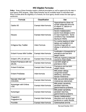 Fillable Online WIC Eligible Formulas Fax Email Print - pdfFiller
