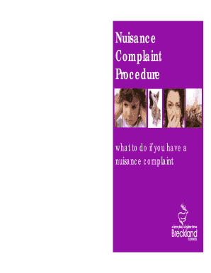 Fillable Online Nuisance Complaint Procedure leaflet 2pub - Breckland ...
