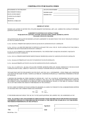 Fillable Online state nj ATTACHMENT 4 - COOPERATIVE PURCHASING FORM Fax ...