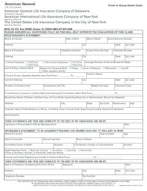 Fillable Online 00304201-1079CANY - General Form - American General ...