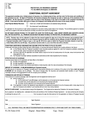 Fillable Online CONDITIONAL RECEIPT AGREEMENT - Quotitnet Fax Email ...