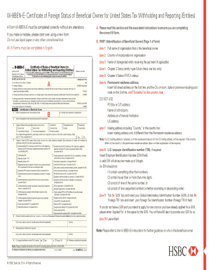 Fillable Online W-8BEN-E- Certificate of Foreign Status of Beneficial ...
