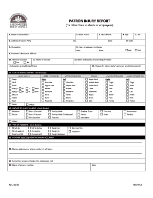 Fillable Online salkeiz orvsd PATRON INJURY REPORT Fax Email Print ...