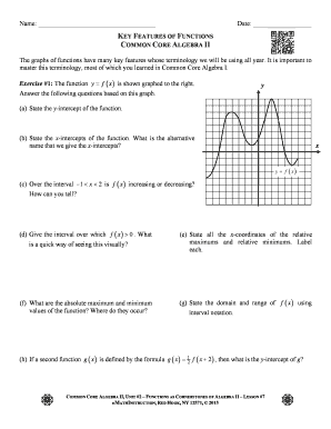 Fillable Online Name: Date: The graphs of functions have many key ...