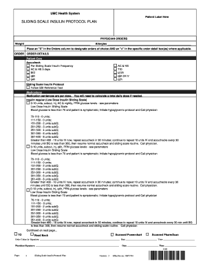 Fillable Online Sliding scale insulin protocol plan - UMC Health System ...