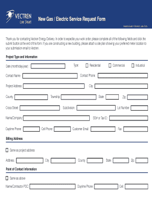 Fillable Online New Gas Electric Service Request Form Fax Email Print ...