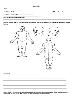 Fillable Online sandiego Body Map Identify sites of injuries even ...