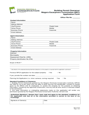 Fillable Online Building Permit Clearance Niagara Escarpment Commission ...