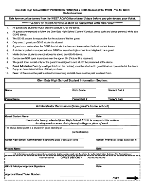 Fillable Online Glen Este High School GUEST PERMISSION FORM (Not a GEHS ...