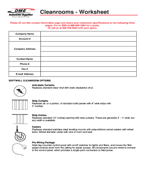 Fillable Online Cleanrooms Quote Request Form - DME Fax Email Print ...