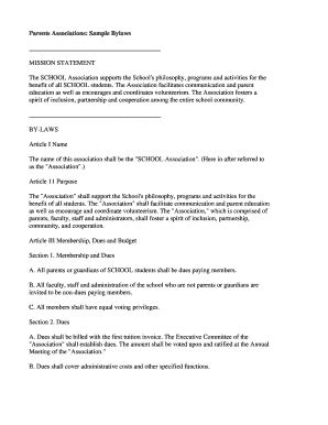 Fillable Online Parents Associations: Sample Bylaws Fax Email Print ...