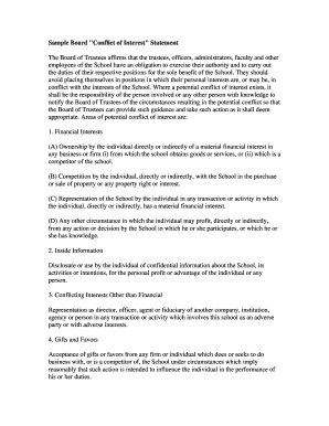Fillable Online Sample Board "Conflict of Interest" Statement Fax Email ...