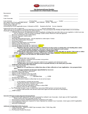 Fillable Online Disclosure Checklist - Innovative Mortgage Services ...