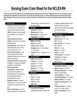 Fillable Online Nursing(Exam(Cram(Sheet(for(the(NCLEX6RN( Fax Email ...