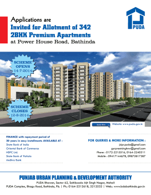 Fillable Online puda nic Accommodation provided in each Apartment ...