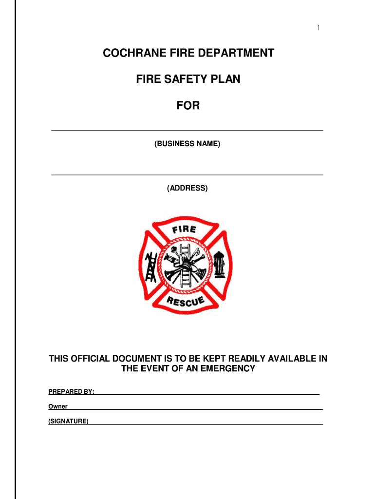 Fillable Online Cochrane fire department fire safety plan for Fax Email ...