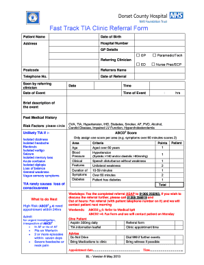 Fillable Online dchft nhs Fast Track TIA Clinic Referral bFormb - dchft ...