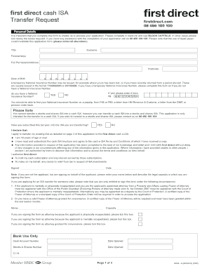 Fillable Online First direct cash ISA Transfer Request Fax Email Print ...