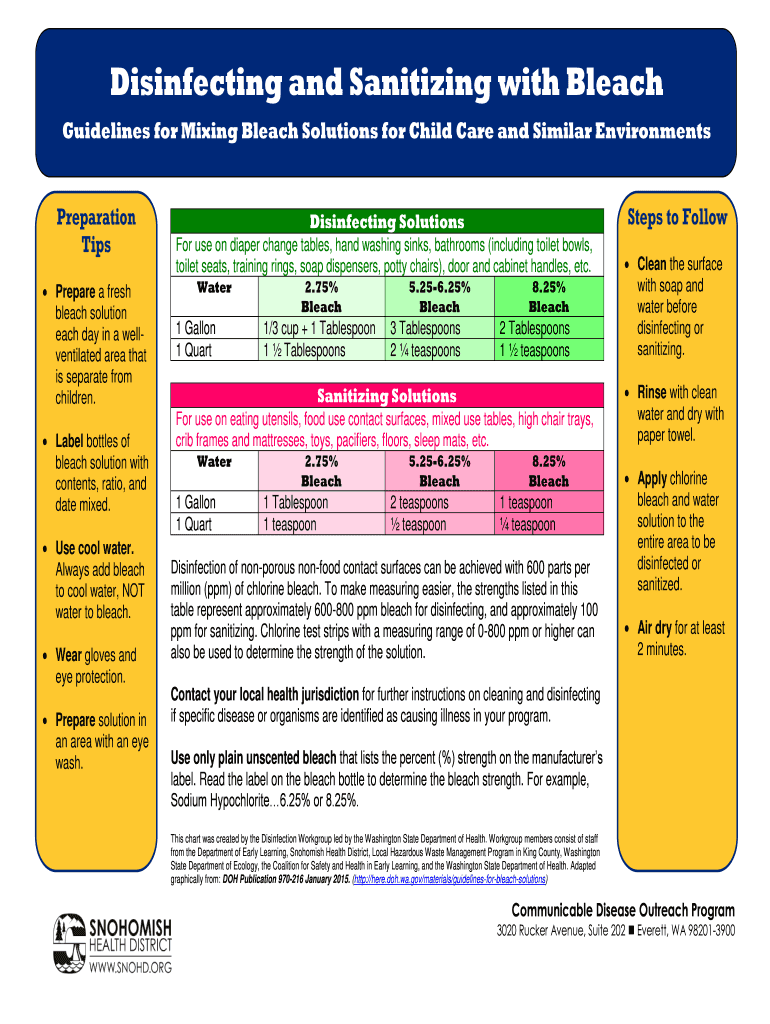 Fillable Online Disinfecting and Sanitizing with Bleach Fax Email Print ...