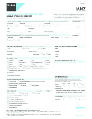 Fillable Online Laboratory services request form single specimen ...