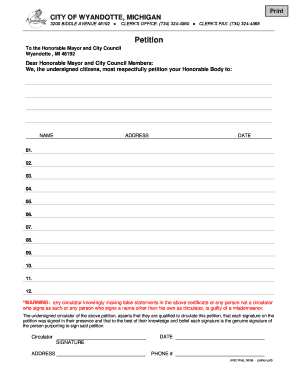 Fillable Online General Petition Form PDF - Wyandottenet Fax Email ...
