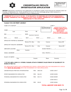 Fillable Online CREDENTIALED PRIVATE INVESTIGATOR APPLICATION Fax Email ...
