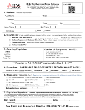 Fillable Online Overnight Oximetry Order Form - Cape Medical Supply Fax ...