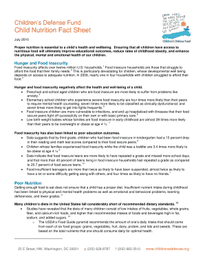 Fillable Online Child Nutrition Fact Sheet Fax Email Print - pdfFiller