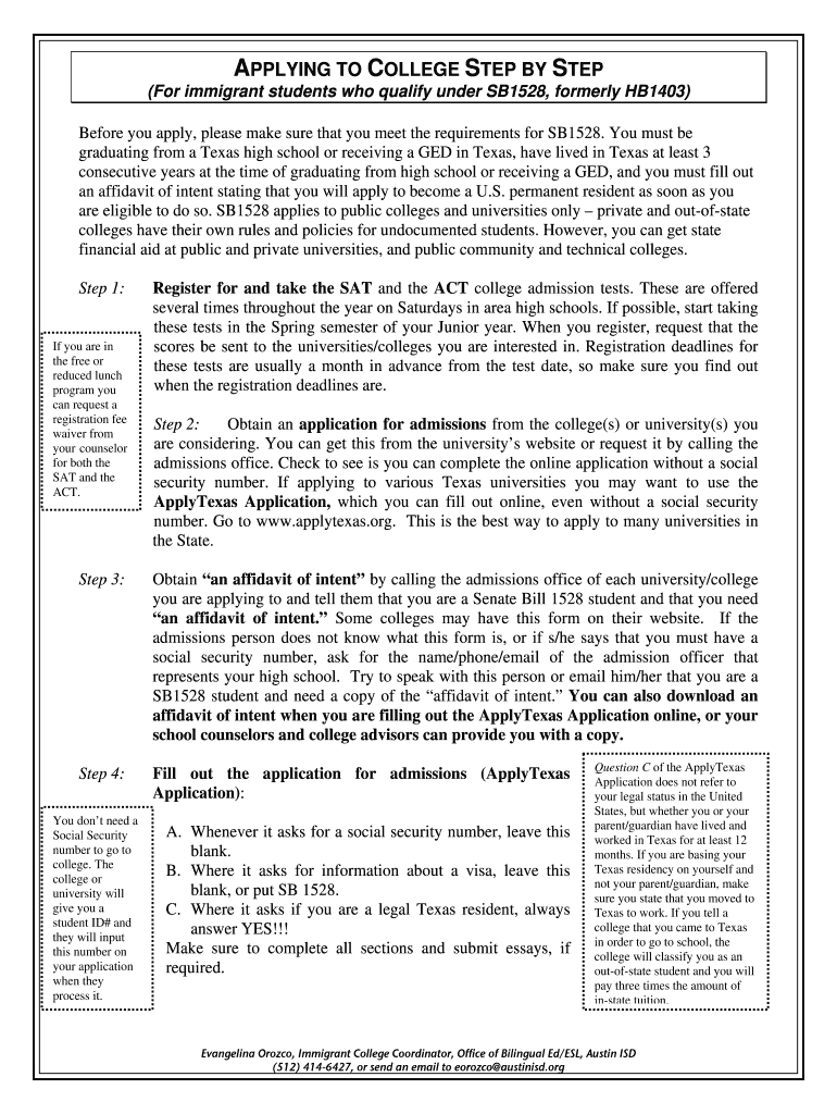 Fillable Online APPLYING TO COLLEGE STEP BY STEP Fax Email Print ...