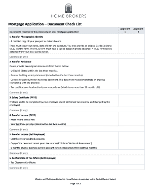 Fillable Online Mortgage Application Document Check List Fax Email Print - pdfFiller