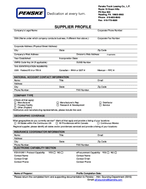 Fillable Online Supplier Profile Form Fax Email Print - pdfFiller