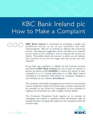 Fillable Online kbc 4PPA5COM180411 Complaints form - kbc Fax Email Print - pdfFiller