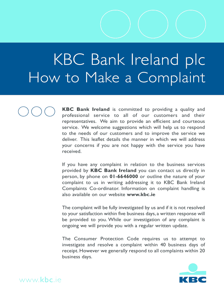 Fillable Online kbc 4PPA5COM180411 Complaints form - kbc Fax Email ...