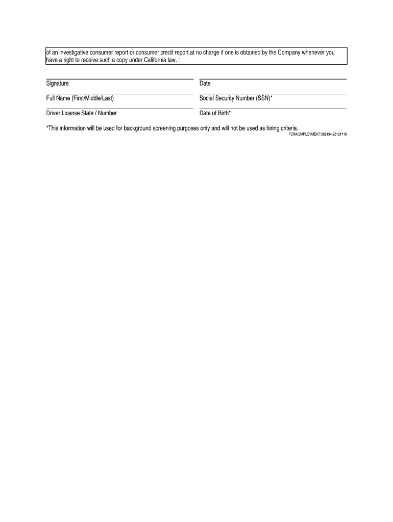 Fillable Online grants mihs FCRA Disclosure and Acknowledgment - MIHS ...