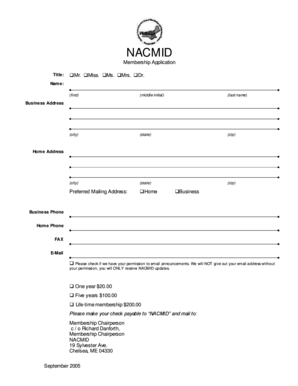 Fillable Online nacmid NACMID Membership Application Title: Mr - nacmid ...