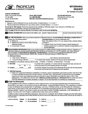 Fillable Online Withdrawal Request for Variable Annuities for New York ...