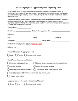 Fillable Online Equal Employment Opportunity Data Reporting Form Fax ...