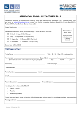 Fillable Online CELTA 2015-2016 Application Form and Language Awareness Task Fax Email Print ...