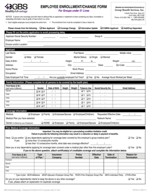 Fillable Online EMPLOYEE ENROLLMENTCHANGE FORM - Atrcom Fax Email Print - pdfFiller