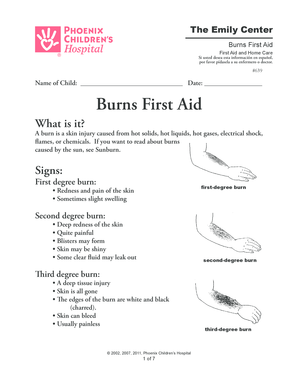 Fillable Online Burns First Aid Do At Home or Call the Doc DAHOCTD ...
