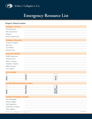 Fillable Online Emergency Resource List Fax Email Print - pdfFiller