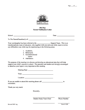 Fillable Online gcccharters 504 Plan Parent Notification Letter School ...