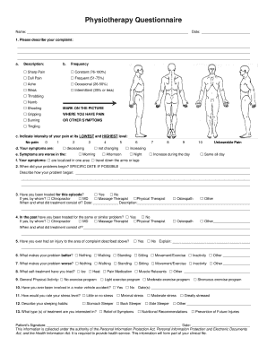 Fillable Online KHG Physiotherapy Intake Form - Kensington Health Group ...