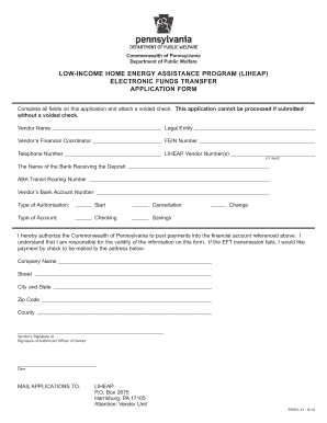 Fillable Online Liheap electronic funds transfer application form Fax ...